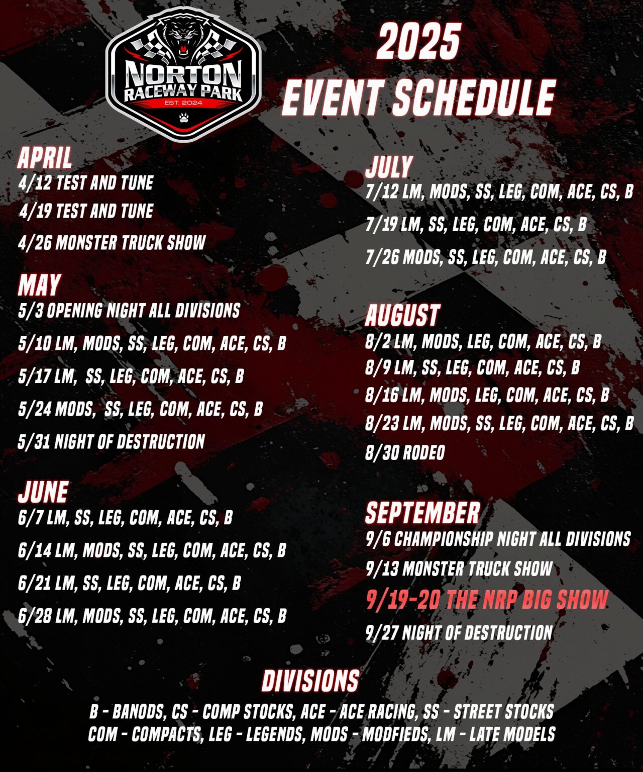 Norton Raceway Park Releases 2025 Schedule | Speedway Action Magazine