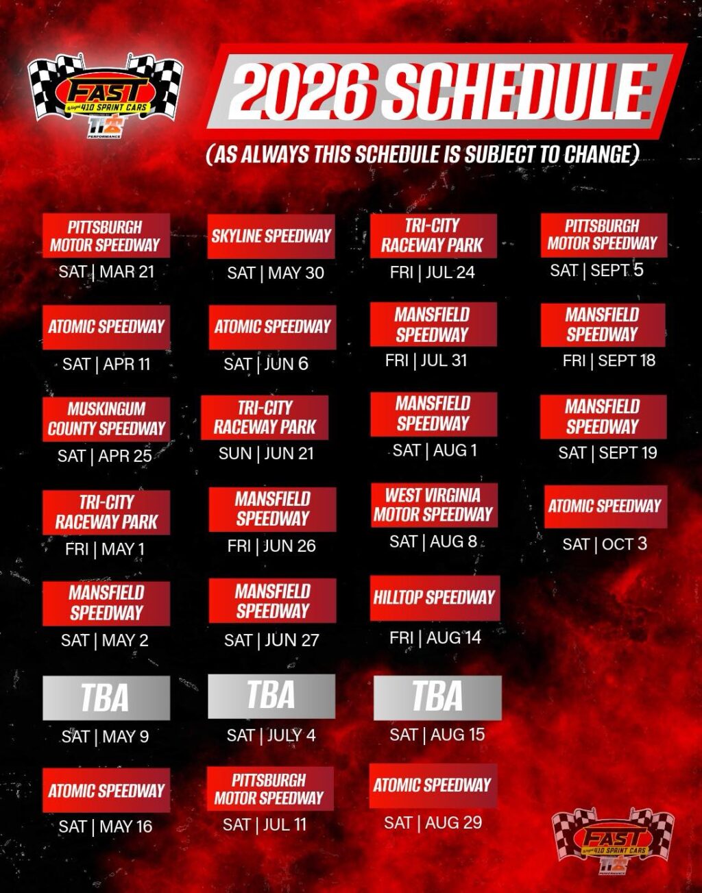 FAST on DIRT & BOSS Sprint Cars Release 2026 Schedules | Speedway ...